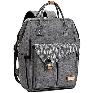 Lekesky Diaper Bag Backpack, Baby Diaper Bag for Mom Travel Back Pack with Changing Pad and Stroller Straps, Unisex and Stylish, Grey