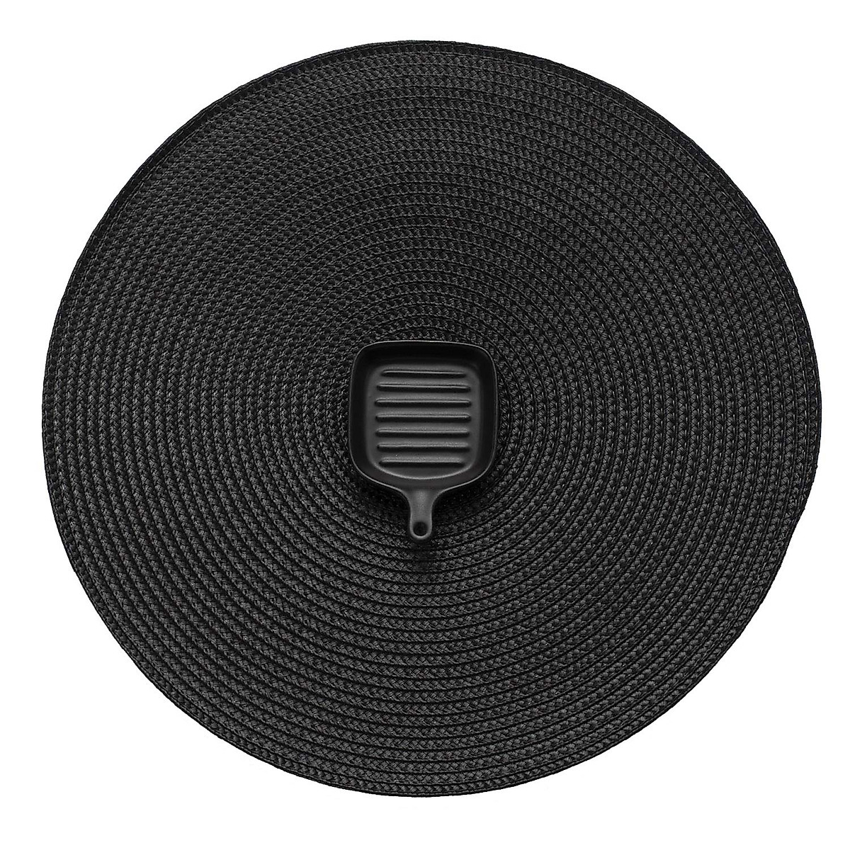 AHHFSMEI Round Braided Placemats Set of 4 Round Table Mats for Dining Tables Natural Woven Heat Resistant Place mats 15 Inch (Black,4)