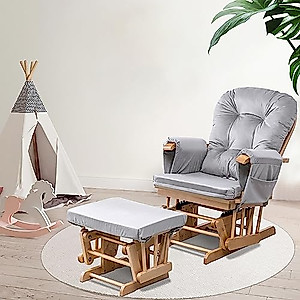 Osunnus 5PCS Rocking Chair Cushion Set Velvet Glider Rocker Replacement Cushions with Storage for Nursery Glider Rocking Chair, Gray