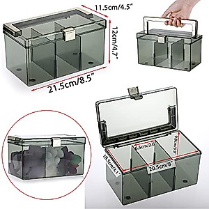 BTSKY Multipurpose Plastic Storage Box with Top Handle & Latch Lock- Portable Storage Box Sewing Box, Tool Box with 2 Removable Grids and Anti-slip Feet for Organizing Art Craft Supplies, Cosmetics, Stationary Supplies(Clear Green)