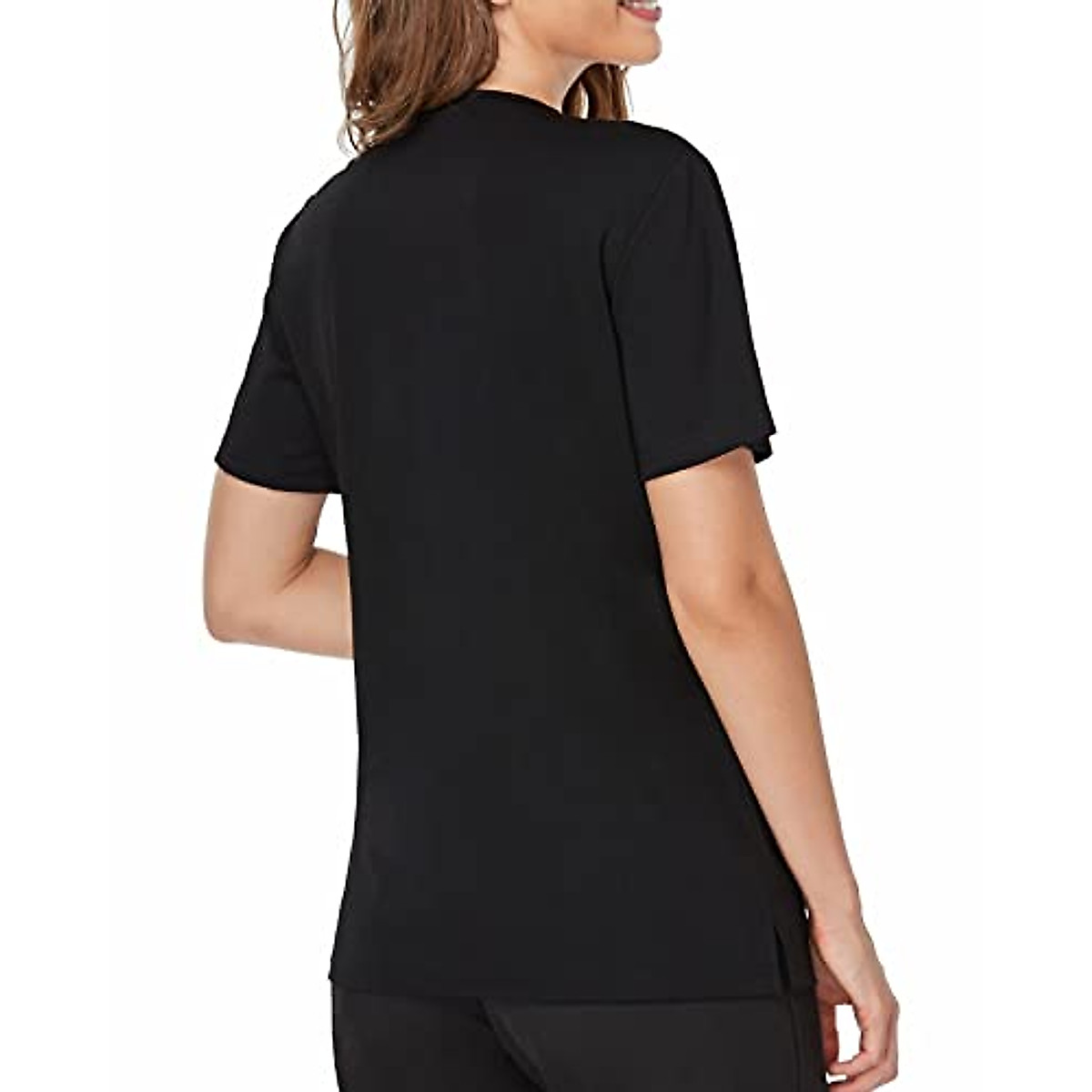 COMENII Scrub Tops for Women, Two Pocket Sporty Quick-Dry Stretch V-Neck Workwear, Anti-Wrinkle Medical Scrubs for Women(Black L)