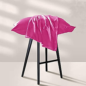 Manyshofu Hot Pink Satin Pillowcase for Hair Protection- 2Pcs Standard Pillow Cases, Luxury & Silky Pillowcases 20x26 Pillow Covers with Envelope Closure