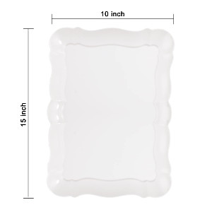 MirthMood 12 Pack White Plastic Serving Trays, 15" x 10" Heavy Duty Rectangle Serving Platters, Reusable Plastic Platters and Durable White Food Trays for New Year Party and Wedding