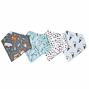 Copper Pearl Baby Bandana Bibs - 4 Pack Soft Cotton Baby Bibs for Drooling and Teething, Absorbent Drool Bibs for Baby Girl and Boy, Adjustable to Fit Newborns to Toddlers, Tons of Styles (Bengal)