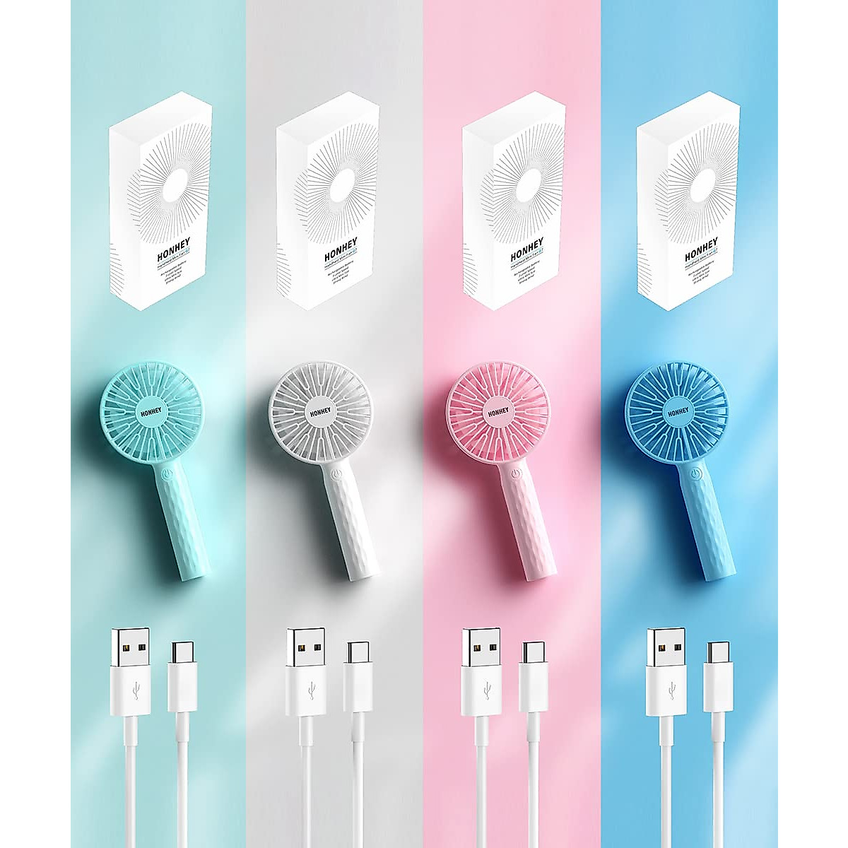 HonHey Handheld Fan Super Mini Personal Fan with Rechargeable Battery Operated and 3 Adjustable Speed Portable Hand Held Fan Eyelash Fan for Girls Women Kids Outdoor Travelling Indoor Office Home (pink)