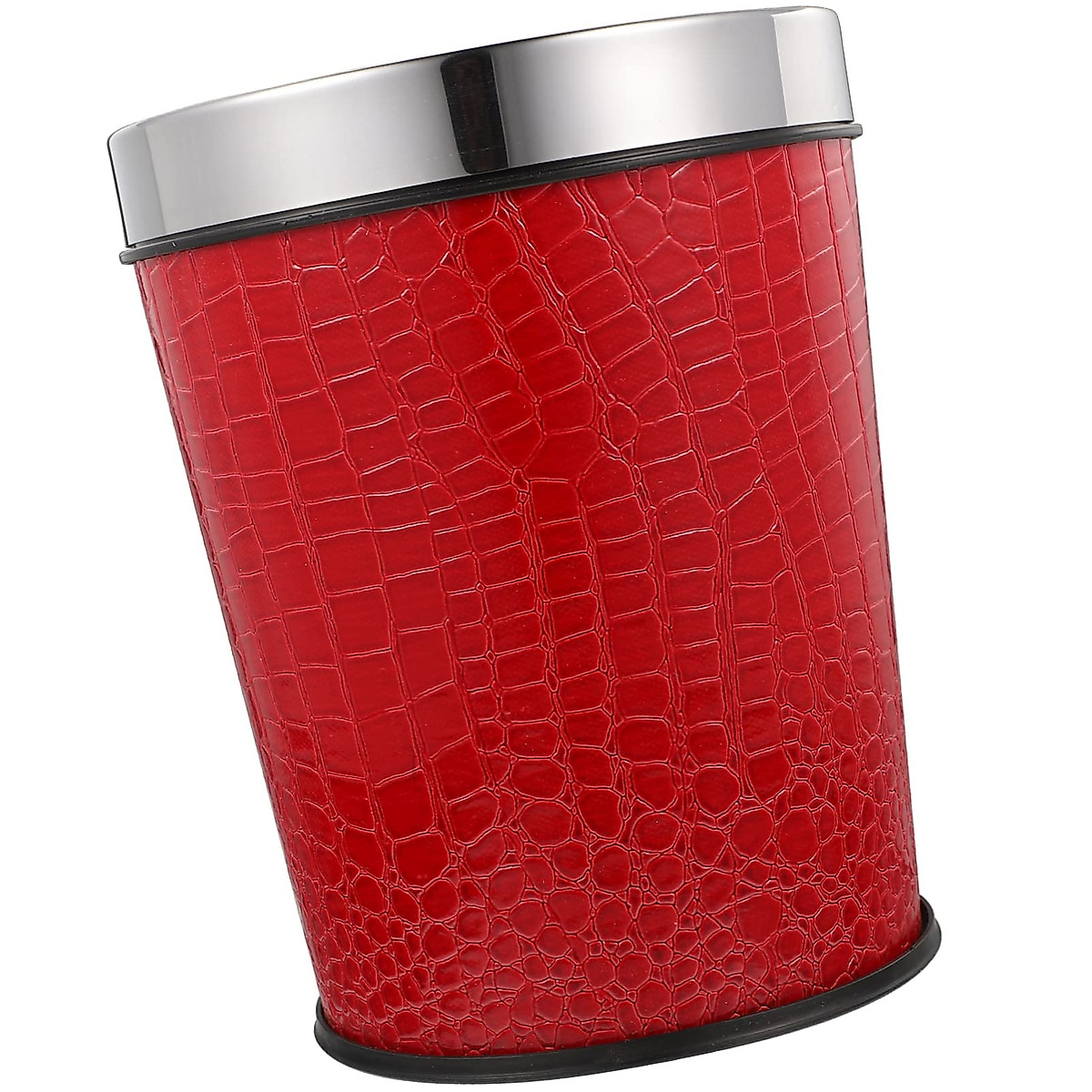 STOBOK Red Leather Trash Can, Open-Top, 11" x 11" x 11"