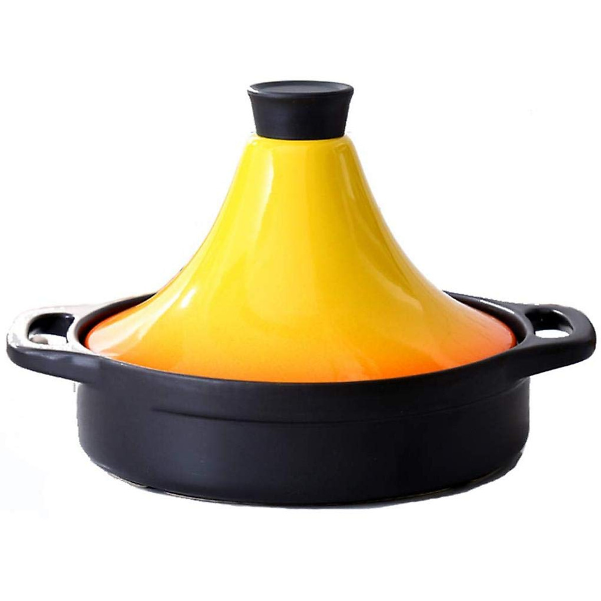 MYYINGBIN Tagine Cooking Pot with Lid Hand Painted Ceramic Casserole Stew Pot Healthy Cookware with Handle, Yellow