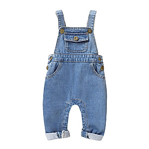 LAPA Baby Girls/Boys Overalls Newborn Denim Romper Ripped Jeans Soft Outfit 3M-24M…