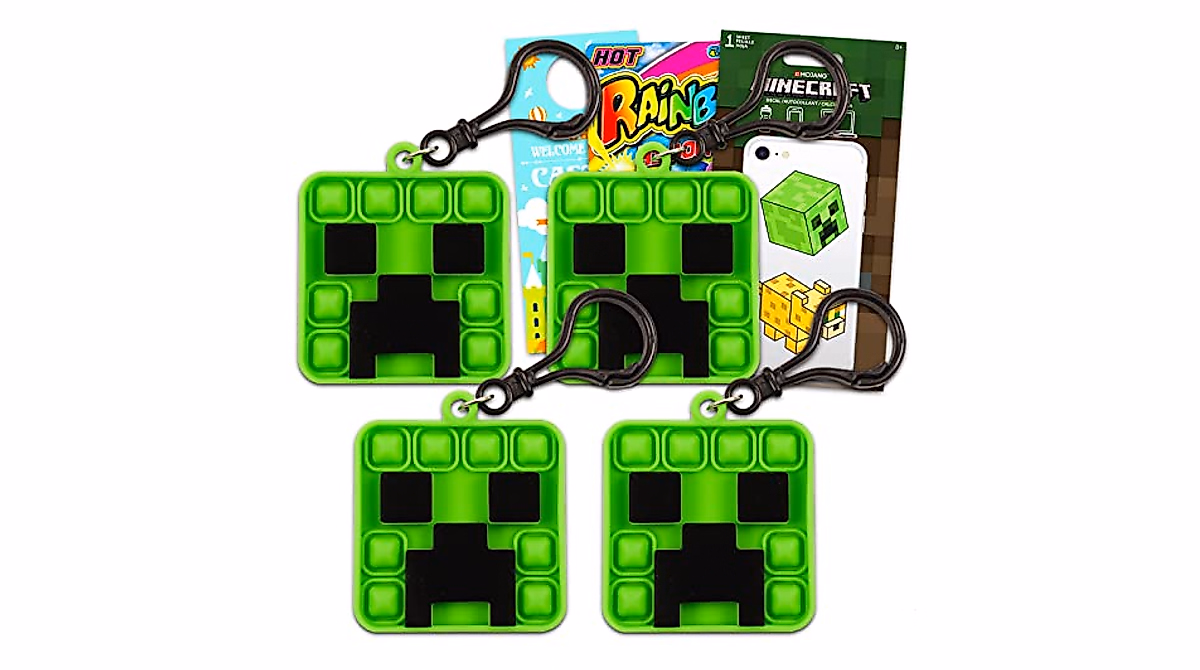 Minecraft Fidget Toys Bundle - 4 Creeper Keychains