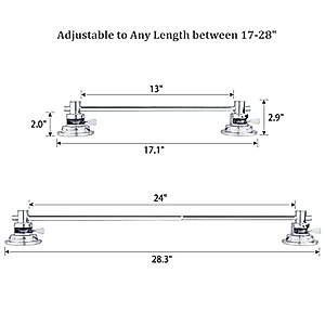 Sneatup Suction Cup Extendable 17-28" Stainless Steel Towel Bar
