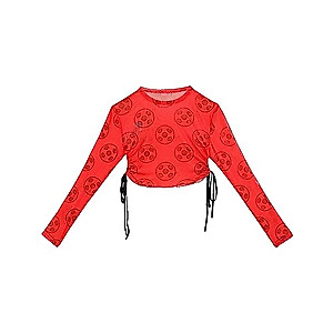 Miraculous Women's Ladybug Classic Print Long Sleeve Beach Rash Guard Shirt Cover Up Top (as1, Alpha, x_l, Regular, Regular, Red)