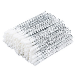 GCQQ 200Pcs Lip Applicators Disposable, Lipstick Brushes Crystal, Black Lip Wands, Soft Lip Brushes, Lip Brushes Applicator for Appling Lipstick, Lash Extension, Nail Polish