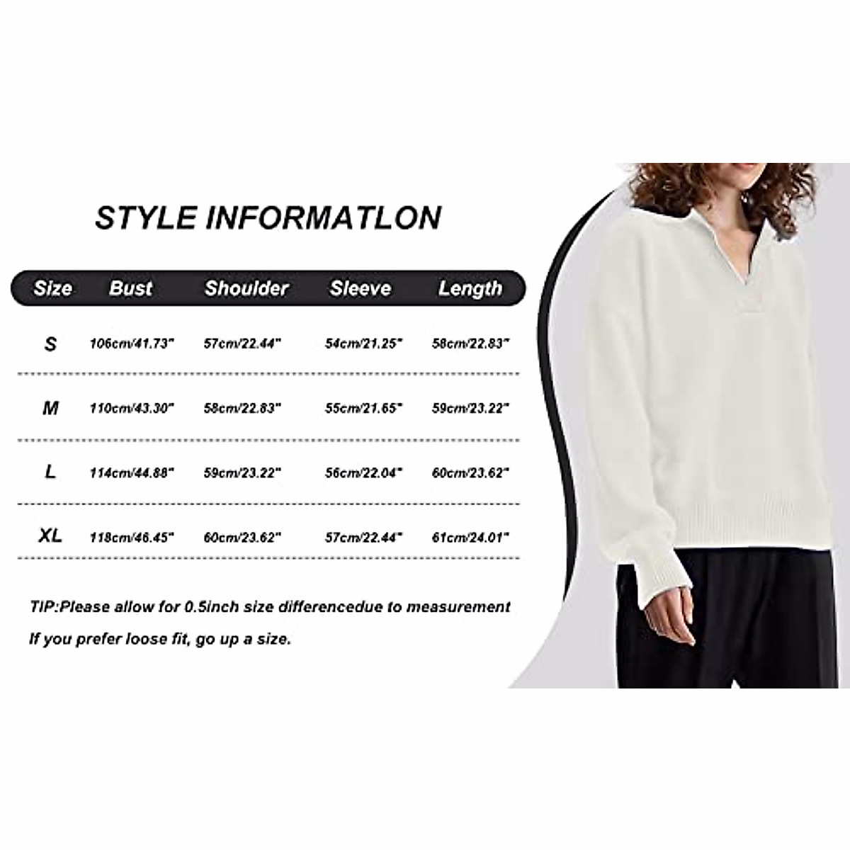 Women's Casual Long Sleeve Pullover Sweaters Striped V Neck Lapel Collar Loose Fit Solid Knitted Pullovers Jumper Tops