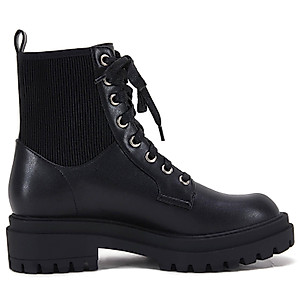 VETASTE Women's Lug Sole Lace Up Ankle Boots Round Toe Low Chunky Block Heel Winter Combat Booties