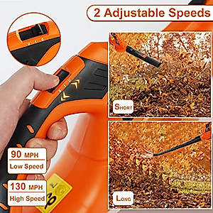 Cordless Leaf Blower,20V Handheld Electric Leaf Blower with 2.0Ah Battery & Fast Charger, 2 Speed Mode, Lightweight Battery Powered Leaf Blowers for Patio, Yard, Sidewalk,Small Leaf Blower