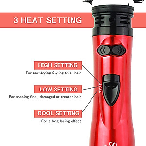 Hot Air Brush Styler and Dryer,Rotating Hair Dryer Brush for Salon at Home,2-in-1 Electric Rotating Hair Curlyer Comb for Stylish Vibrant Curly Hair (Red)…