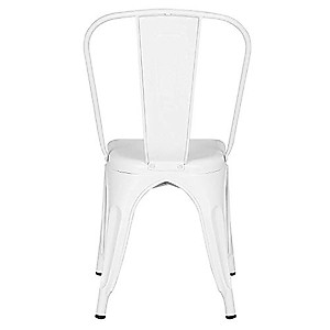 Set of 4, Navy Metal/Iron Patio Dining Chairs, Farmhouse Dining Chairs, Restaurant/Beach cafeterai Indoor/Outdoor Chairs (White)