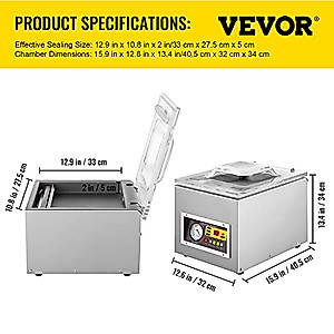 BestEquip Chamber Vacuum Sealer Machine DZ 260S Commercial Kitchen Food Chamber Vacuum Sealer, 110V Packaging Machine Sealer for Food Saver, Home, Commercial Using