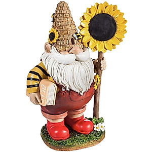 Gnome Statue Bumble Bee Gnome Ornament Resin Scandinavian Gnomes Figurine Dwarf Statue for Garden Lawn Yard Home Bee Day Decoration - Sunflower