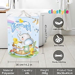 Clastyle 45L Cute Animal Shower Laundry Basket Sunny Elephant Bathing Baby Laundry Hamper Blue Giraffe Lion Duck Toy Towel Storage Basket