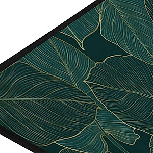 Kitchen Rugs Floor Standing Mats Absorbent Non Slip Cushioned Sink Office Desk Laundry ﻿Green Monstera Area Rugs Water Absorbent Balcony Porch Home Decor 39x20 inch