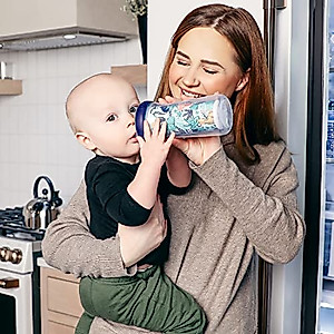 The First Years Insulated Straw Cup for Toddlers 2pk – Wild and Free & Marbled – Dark Blue, 9 ounces