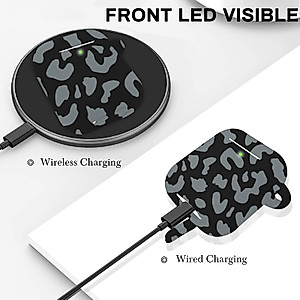 Case for Airpods,AIIEKZ Cute Airpod 1&2 Cover for Girls Women,Soft Silicone Protective Case with Beaded Bracelet Keychain (Black Leopard)