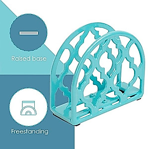 Lattice Collection Cast Iron Napkin Holder, By Home Basics (Turquoise) / Napkin Holders For Kitchen, Table Napkin Holder With Non-Skid Feet