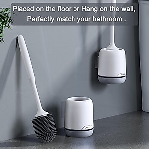 Lefree 2 Pack Silicone Toilet Brush,Homemod Toilet Bowl Brush and Holder Set with Ventilated Holder, Toilet Cleaner Brush for Bathroom,Floor Standing & Wall Mounted Toilet Scrubber Without Drilling