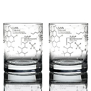 Greenline Goods Whiskey Glasses - 10 oz Tumbler Gift Set – Science of Whisky Glasses (Set of 2) Etched with Whiskey Chemistry Molecules | Old Fashioned Rocks Glass