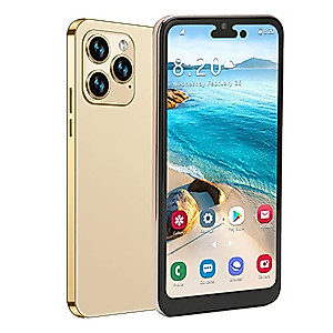 Zunate I14pro Max 4G Smartphone, 6.1in HD Screen Phone for Android 11 with Navigation System, Dual SIM 4GB RAM 64GB ROM 8MP 16MP 4000mAh Battery Unlocked Mobile Phone for Senior(Gold)