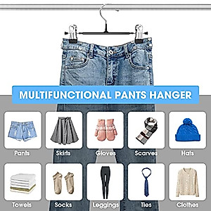 2 Pack Upgrade 9 Layers Pants Hangers Space Saving + 24 Pack Pants Hangers with Clips Adjustable Skirt Hangers for Women Closet Organizer College Dorm Room Essentials