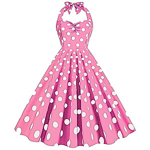 My Orders Placed Women Vintage 1950s Audrey Hepburn Dress Halter Polka Dot Retro Rockabilly 50's 60's Cocktail Party Swing Tea Dresses Prime Shopping Online Vestidos Casuales para Mujer