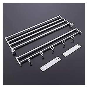 Towel BAR Rack Bathroom Towel Rack Wall Mounted Towel Holder,2 Layer Aluminum Wall-Mounted Shower Shelf,Metal Bathroom Towel Coat Rack Shower Tray Bathroom Towel Bracket