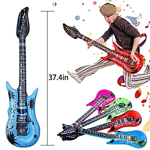 15 PCS Inflatable Guitar Musical Instrument Balloons 70s 80s 90s Party Decoration Photo Props, Waterproof Pool Float Toy for Kids Adults, Carnival Birthday Summer Party Supplies Favors