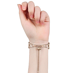 TOYOUTHS Rose Gold Bling Jewelry Bracelet Compatible with Samsung Galaxy Watch Band 4 40mm 44mm/Watch 4 Classic 42mm 46mm/Watch 5 40mm 44mm/Watch 5 Pro 45mm/Active 2 40mm 44mm/Watch 3 41mm/20mm watch