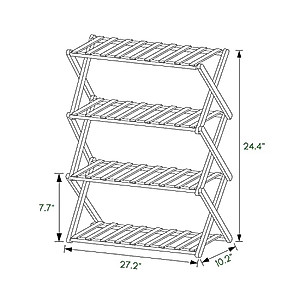 MoNiBloom Foldable Storage Free Standing Shoes Shelf, Bamboo Multifunctional 4-Tier Shoe Organizer for 16-20 Pairs Entryway, Hallway, Corridor, Natural
