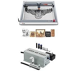ORTUR Laser Master 3 10W Output Power Laser Engraver, 0.05 * 0.1mm Compressed Spot Laser Cutter add App Offline Control and Laser Air Assist Pump with 16/min Airflow