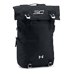 Under Armour unisex-adult SC30 Signature Rolltop Backpack , Black (001)/Silver ,One Size Fits All
