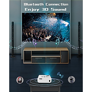 NIKISHAP Portable Projector with WiFi and Bluetooth - Enjoy 4K Outdoor Movies, Home Entertainment, and Smart Phone Streaming with HDMI, VGA, TV Stick, USB, SD Card Support