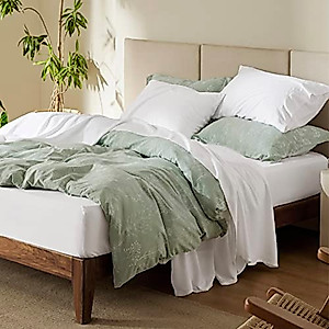Bedsure Cooling Sheets Set White, Rayon Made from Bamboo, Queen Sheet Set, Deep Pocket Up to 16", Hotel Luxury Silky Soft Breathable Bedding Sheets & Pillowcases