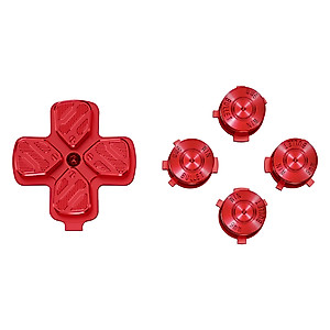 eXtremeRate Red Metal Dpad ABXY Buttons for PS5 Controller, Custom Replacement Aluminum Action Buttons & Direction Keys for PS5 Controller - Controller NOT Included
