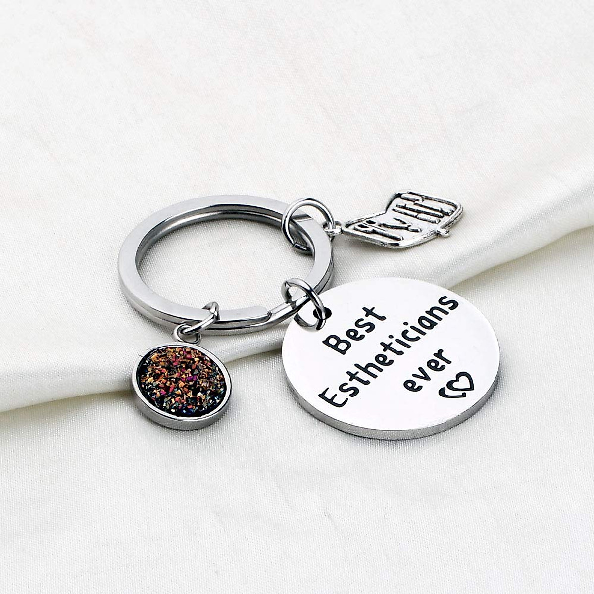 KUIYAI Estheticians Keychain Best Estheticians Ever Keychain with Lipstick Charm Beautician Gift Estheticians Gift (Best Estheticians Ever)