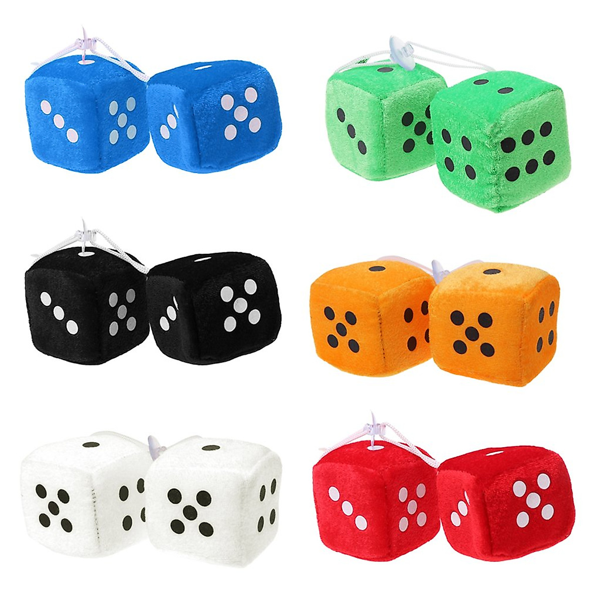 A FEI 1 Pair Fuzzy Dice Dots Rear View Mirror Hanger Decoration Car Styling Accessorie