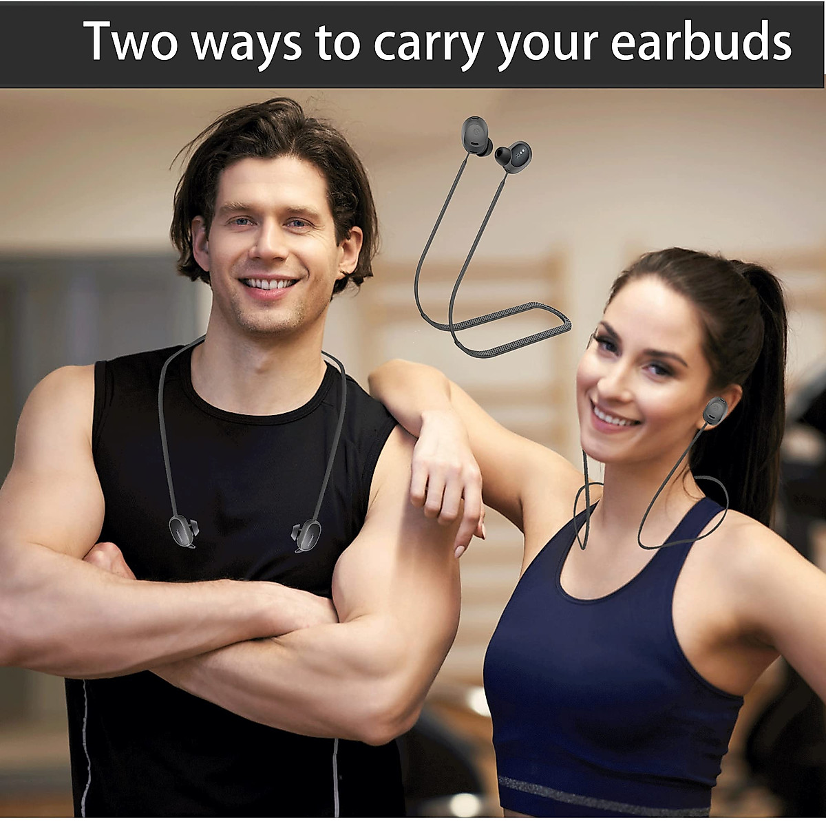 ULITIQ Compatible with Google Pixel Buds Pro Strap, Sports Silicone Pixel Buds Pro Earbuds Lanyard, Anti Lost Straps Accessories, Anti-Lost Neck Rope Cord Soft, Running Holder Connector, (Black)