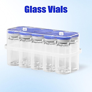 otwooi 10ml Sealed Empty Vials for Injection, Transparent Glass Vials Self-Healing Injection Port, Liquid Sample Storage Vial with Caps(10pcs)