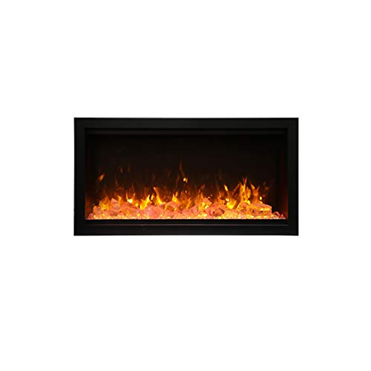 Amantii Symmetry Extra Tall Built-In Electric Fireplace with Black Steel Surround and ICE Media (SYM-34-XT-Fi-109-Diamond), 34-Inches