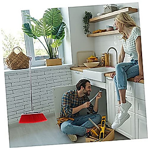 FOYTOKI Long Handle Cleaning Broom Floor Broom Kitchen Brooms for Sweeping Indoor Escobas para Barrer Piso Ground Sweeper Office Broom Cleaning Btush Home Cleaning Broom Flooring Red Nylon