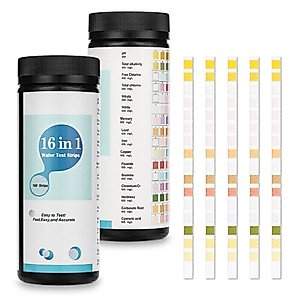 KAKAA 16 in 1 Drinking Water Test Kit Test Strips detect pH Hardness Chlorine Lead Iron Copper Nitrate Nitrite Home Water Purity Test Strips for Aquarium Pool Well Tap Water (50 PCS)