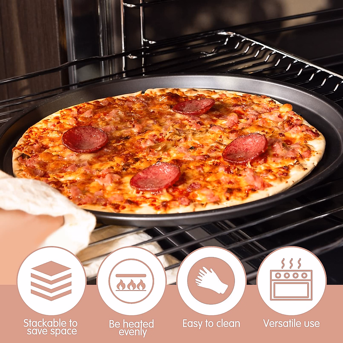 PINVNBY Baking Pans Set,Nonstick Bakeware Set with Baking Sheet, Muffin Pan, Round Cake Pan, Pizza Pan, Kitchen Oven Pan Baking Sheet Set, Complete Carbon Steel Bakeware Set (4 Pieces)